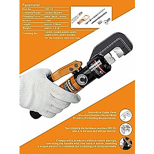 AMZCNC Hydraulic Cable Lug Crimper 10 US TON 12 AWG to 00 (2/0) Electrical Terminal Cable Wire Tool Kit with 9 Die (Crimping Tool)