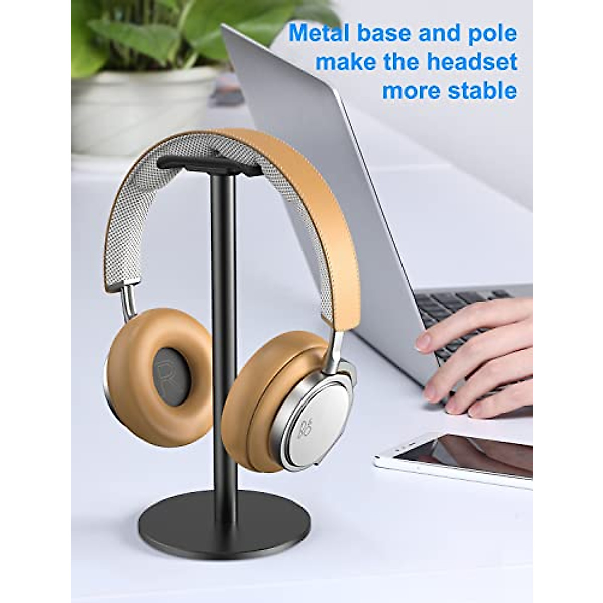 Link Dream Full Aluminum Headphone Stand Headset Holder Gaming Headset Holder with Non-Slip Silicone Earphone Stand for All Headphone Sizes (Black)