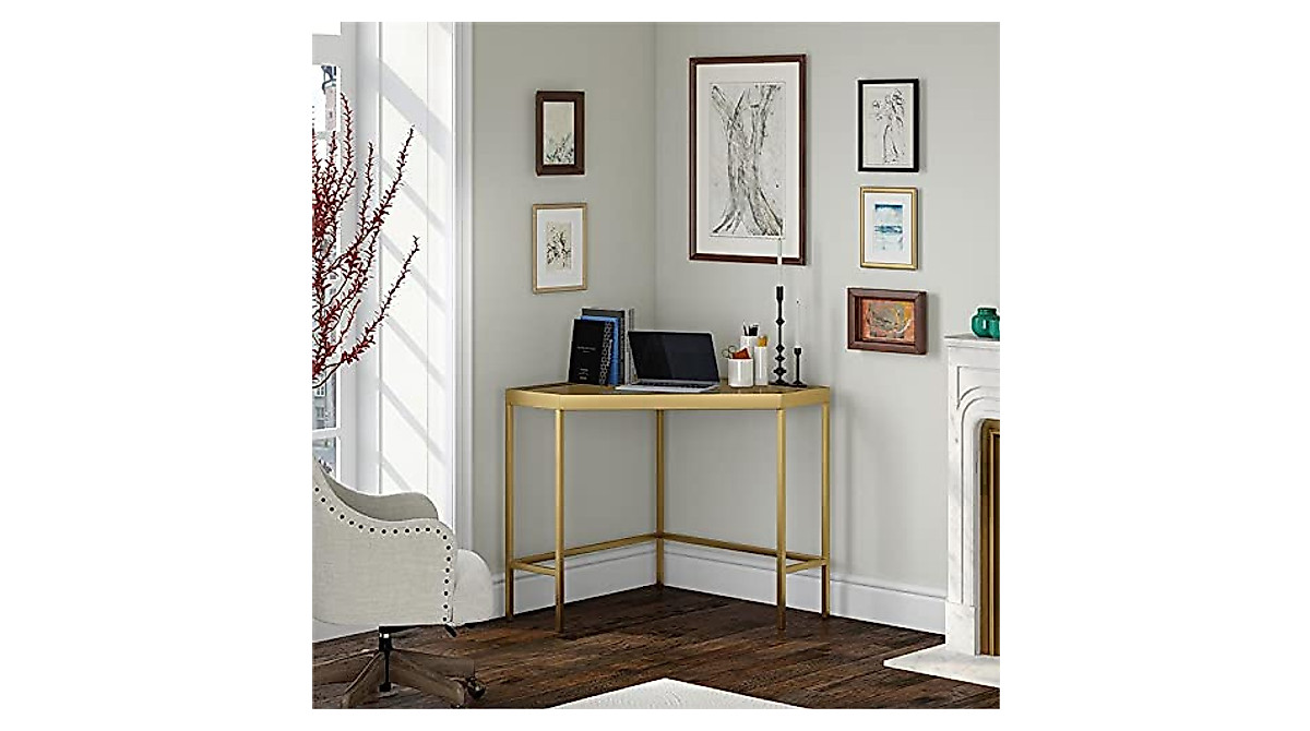 Henn&Hart 42" Wide Pentagon Corner Desk - Modern Style