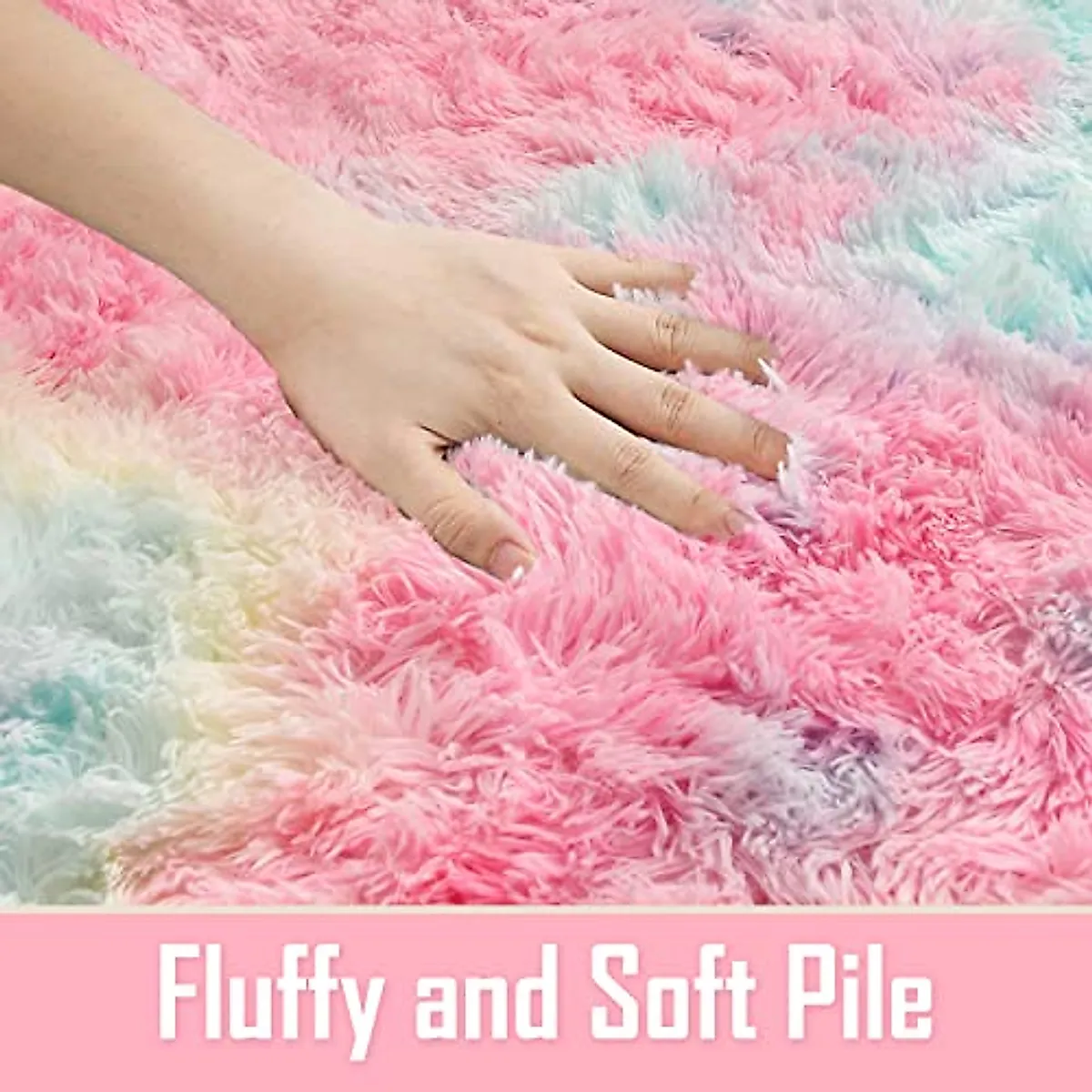 A Nice Night Shaggy Fluffy Faux Fur Area Rug,Tie Dye Style,Soft, Luxurious Shag Carpet Rugs for Nursery Rug, Bedroom, Living Room, Luxury Bed Side Plush Carpets, Rectangle (Light-Pink, 4' x 6')
