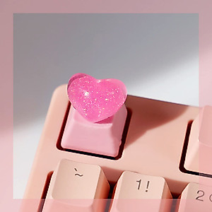 Handmade Cute Keycaps,Compatible with Cherry MX Switches Mechanical Keyboard Pink PBT Keycap,Computer Gaming Keyboards Key Caps,Artisan ESC OEM Profile R4 Key Cap (Pink Heart)