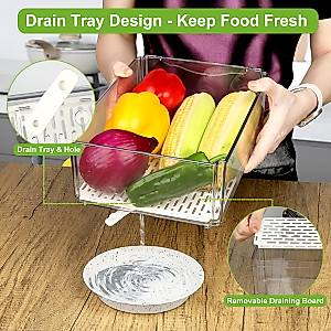 RIKOJUXI Set Of 14 Fridge Organizer, BPA Free Stackable Refrigerator Organizer Bins with Lids, Fridge Organizers and Storage Clear Refrigerator Storage Containers for Fruits, Vegetable, Food, Drinks