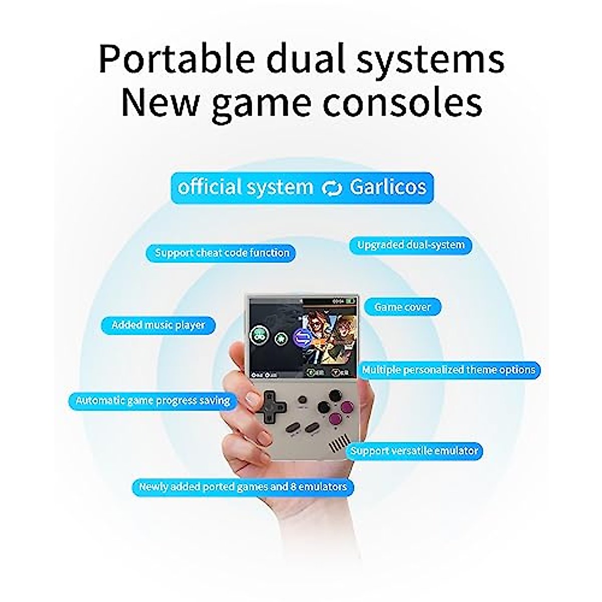RG35XX Handheld Game Console , Dual System Linux+GarlicOS 3.5 Inch IPS Screen Built-in 64G TF Card 6831 Classic Games Support HDMI TV Output with Portable Bag (Gray)