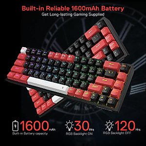 Redragon K631 PRO 65% 3-Mode Wireless RGB Gaming Keyboard, 68 Keys Hot-Swappable Compact Mechanical Keyboard w/Hot-Swap Free-Mod PCB Socket & Dedicated Arrow Keys, Quiet Red Linear Switch
