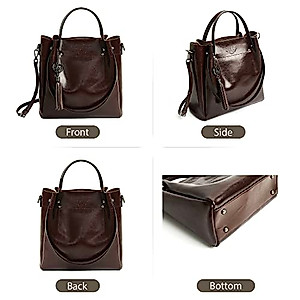 DamiFriends Leather Tote Bag 3 in 1 Tote Bag for Women with Zipper Closure and Cute Tassel Charm