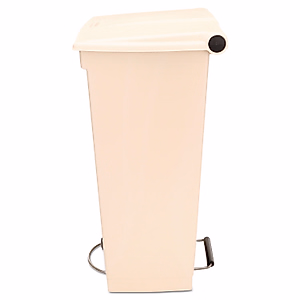 Rubbermaid Commercial Products HDPE Step-On Mobile Trash Can/Container, 23-Gallon, Beige, Hands-Free Garbage Can for Medical Waste in Hospitals/Lab/Emergency/Patient Rooms