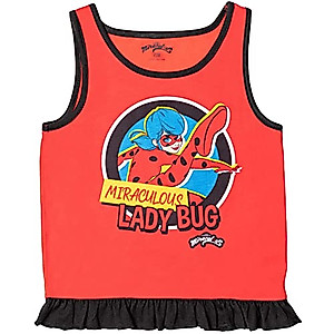 Miraculous Ladybug Big Girls Pajama Shirt and Shorts Polka Dots Red 14-16