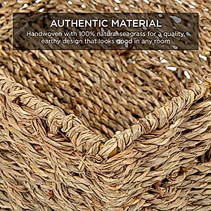 Best Choice Products Rustic Set Of 4 Multipurpose Stackable Seagrass Storage Basket, Handwoven Laundry Organizer Totes for Bedroom and Living Room, Shelves, Pantry w/Insert Handles - Natural