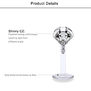 Lcolyoli 32PCS 16G Forward Helix Tragus Cartilage Earring Studs Push Top Labret Monroe Lip Ring Retainer 8MM Barbell Body Piercing Jewelry for Women Men Girls