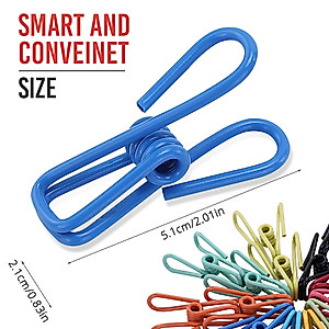 Chip Clips with Bag, PVC-Coated Utility Bag Clips for Food Packages, Chips Bag, Clothes, Paper, 2 Inch, Pack of 15