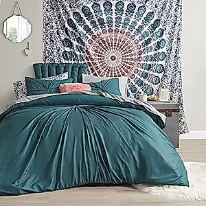 Comfort Spaces 17 Piece Bed in A Bag Comforter Set Include Sheets with 2 Side Pockets - All Season Cozy Bedding and Bedroom Organizer, College Dorm Room Essentials, Full, Henry, Teal