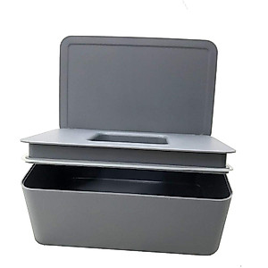 DEF Wipes Dispenser Baby Wipes Case Sealed Keeps Wet Tissue Fresh Flushable Case Holders Easy Open and Close Non-Slip for Desk Office Dorm Kitchen Washroom Vanity(Gray)
