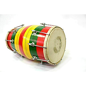 Generic IndienKultur Musical Instrument Wooden Nut & Bolt Small Size 12 Inch Baby Dholak For Kids