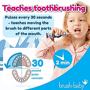 brush-baby WildOnes Kids Electric Rechargeable Toothbrush Penguin, 1 Handle, 3 Brush Heads, USB Charging Cable, for Ages 0-10 (Penguin)
