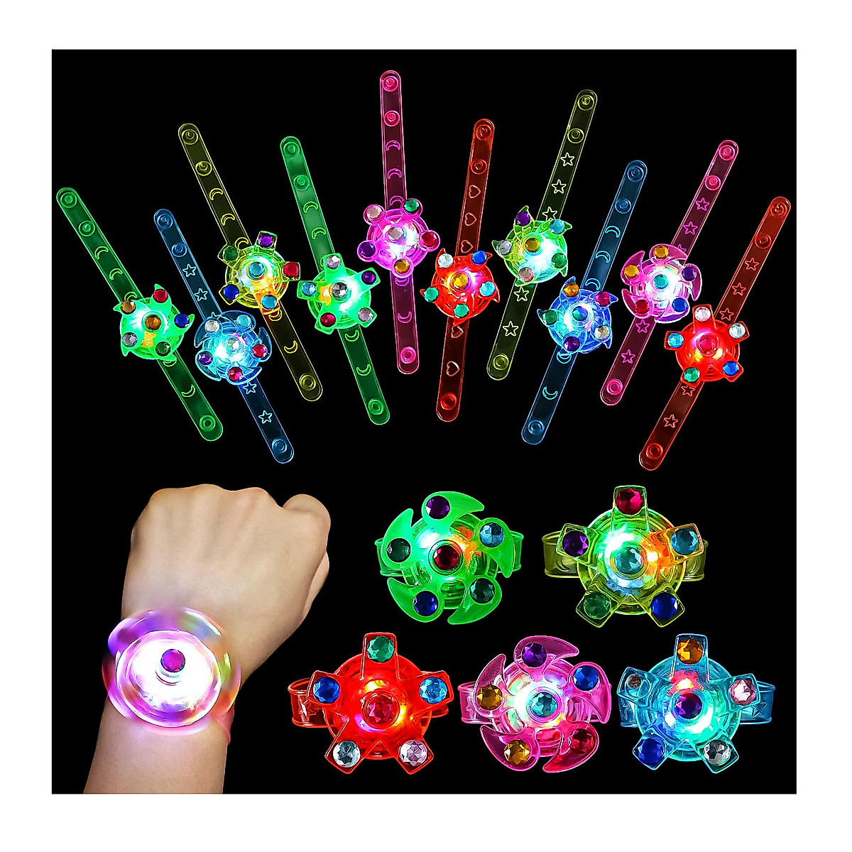 SCIONE LED Light Up Bracelets Party Favors for Kids 4-8 8-12, 48 Pack Goodie Bag Stuffers Classroom Prizes, Pinata Stuffers, Return Gifts for Kids Birthday Halloween Christmas Valentines Party Faovrs