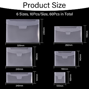 GLOBLELAND 60 Pcs Clear Stamp and Die Storage Bag Pockets 6 Size Plastic Storage Pocket Plastic Stamp Seal Storage Envelopes Case for DIY Paper Card Scrapbooking Craft