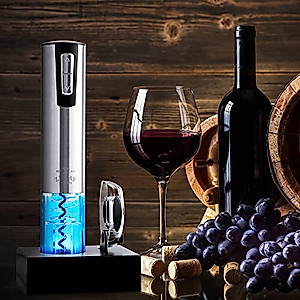 Zulay Electric Wine Opener With Charging Base and Foil Cutter - Stainless Steel Automatic Wine Bottle Opener - Rechargeable Electric Wine Bottle Opener - Wine Opener Electric Corkscrew Opener