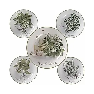 Certified International Fresh Herbs 5 Piece Pasta Bowls, Multicolor