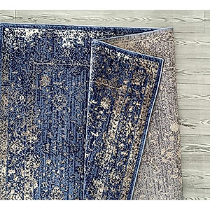 Luxe Weavers Distressed Blue 5 x 7 Area Rug Vintage Carpet