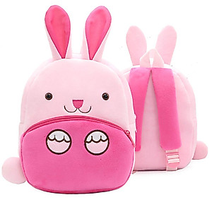 Ladyzone Toddler Backpack Zoo Animals Backpacks Cute Plush Bag Cartoon 10" Preschool Book Bag For 2+ Years Girls Boys (Rabbit)