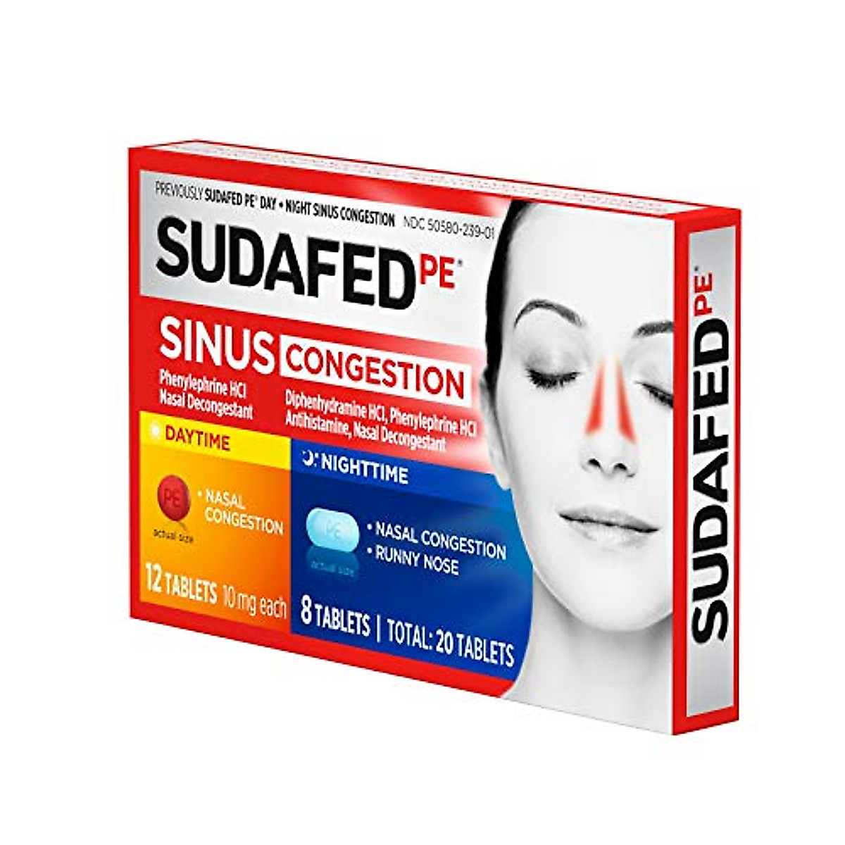 Sudafed PE Day and Night Sinus Pressure & Congestion Tablets, 20 Count