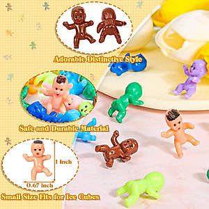selizo Mini Plastic Babies, 100pcs Tiny Plastic Baby Figurines Small King Cake Babies Bulk for Ice Cube My Water Broke Baby Shower Games (10 Colors)