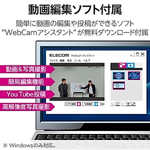 ELECOM Web Camera with Built-in Microphone 2 Million Pixels high Definition Glass Lens Type [Black] UCAM-C520FBBK (Japan Import)