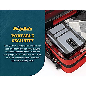 SnapSafe Treklite Combination Lock Box - Polycarbonate Portable and Lightweight Gun Lock Box - with Keyed Lock and Foam Lining - Ideal for Travel, TSA Approved - XL, Black, 10 x 7 x 2 Inches