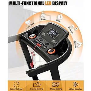 Treadmills for Home, Foldable Treadmill with Incline Automatic 15%, 3.5HP Portable Folding Jogging Running Machine for Home Office Gym, 265Lbs Capacity, Wide Running Belt, APP and Bluetooth