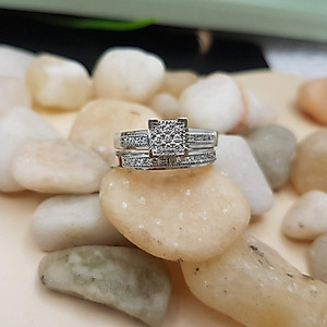 Dazzlingrock Collection 0.50 Carat (Cttw) Sterling Silver Round White Diamond Women Engagement Ring Set 1/2 CT, Size 7.5