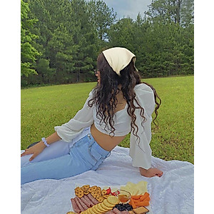 Tobeffect 8 Pack Hair Scarves Headband Elastic Boho Bandanas Scarf, Chiffon Head Kerchief with Hair Pins for Women Girls Farmhouse Hair Accessories, Solid Color