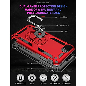 SunStory for iPhone SE 2022 Case, iPhone SE 2020/8/7 Case with HD Screen Protector & Magnetic Ring Kickstand,[Military Grade] Cover for iPhone SE 2022/SE 2020/8 /7 Phone (Red)