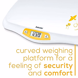 Beurer BY80 Digital Baby Scale, Infant Scale for Weighing in Pounds, Ounces, or Kilograms up to 44 lbs, Newborn Scale with Hold Function, Pet Scale for Cats and Dogs