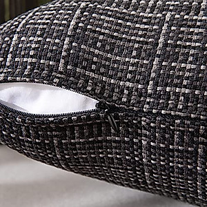 MIULEE Outdoor Waterproof Throw Pillow Covers Decorative Farmhouse Water Resistant Cushion Covers for Tent Patio Garden Couch Sofa Pack of 2, 20x20 Inch Black