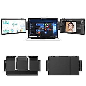 Saterkali Swivel 12 Inch Attachable Portable Monitor for Laptop, 16:9 H D-Compatible IPS Dual Triple Monitor Screen Extender for 13 to 16-inch Laptops Black