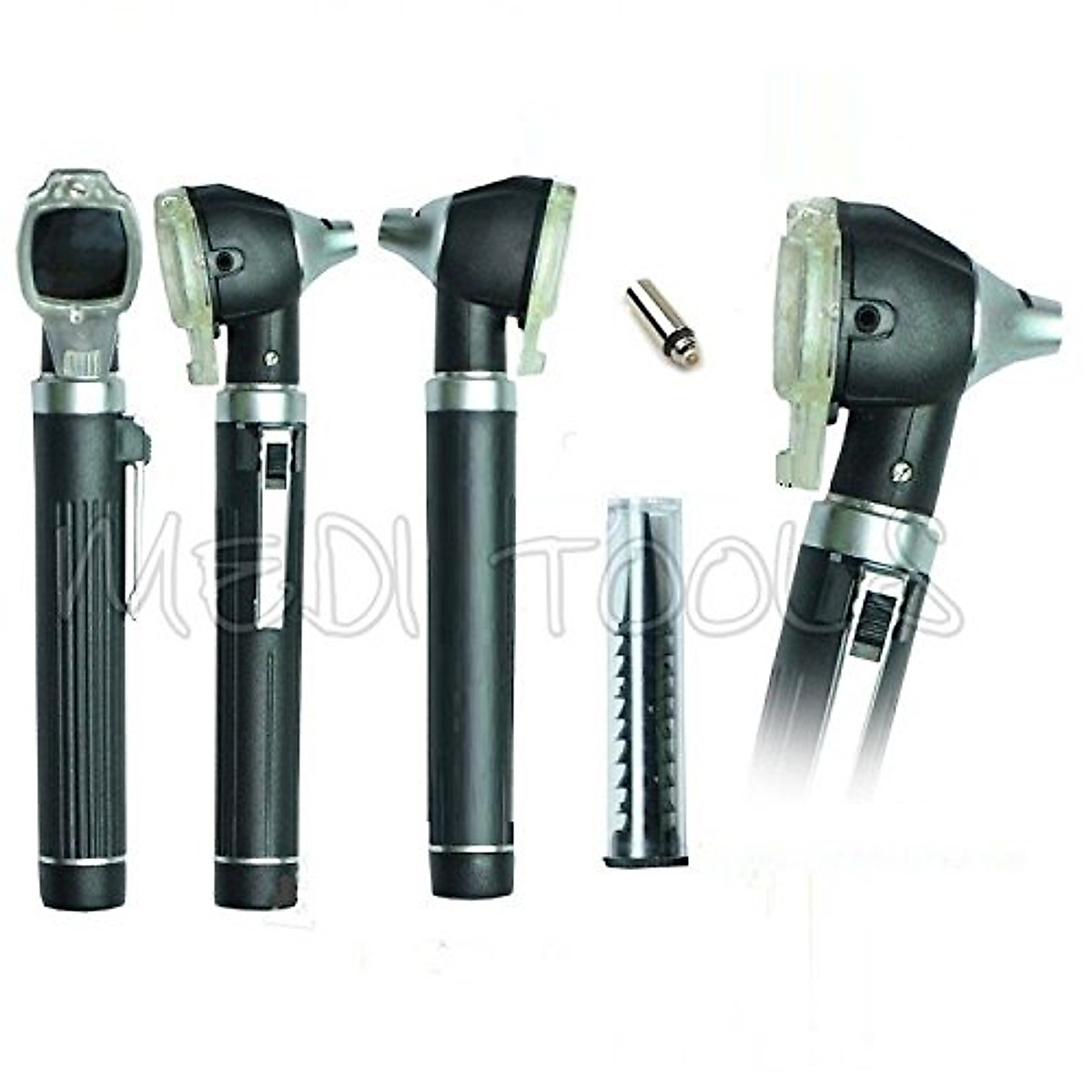 New Premium LED Bright Light Diagnostic Otoscope Pocket Size (Black) + 1 Free Extra Replacement Bulb