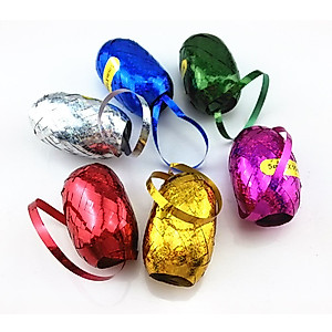 HONBAY Pack of 6 Mix Color Crimped Rugby Shape Balloon Ribbon Roll Gift String Wrap Ribbon