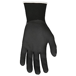 MCR Safety Gloves N96793L Ninja BNF Work Gloves 15 Gauge Nylon/Spandex Shell with NFT Coated Over the Knuckle Palm, Large,Black