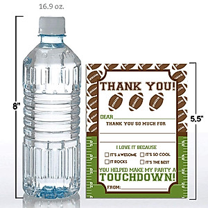 Football Touchdown Thank You Notes for Boys, Ten 4" x 5.5" Fill In The Blank Cards with 10 White Envelopes by AmandaCreation