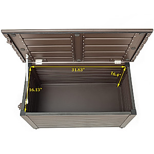 TECSPACE 221 Lbs Bearing Capacity Aluminum Deck Box, 2-Tier Lock Outdoor Storage Box, Surface Sun Protection Coating With Flip-Top Air Pump for Silent Opening & Adjustable Feet