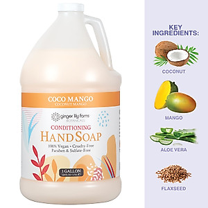 Ginger Lily Farms Botanicals All-Purpose Liquid Hand Soap Refill, Coco Mango, 100% Vegan & Cruelty-Free, Coconut Mango Scent, 1 Gallon (128 fl oz)
