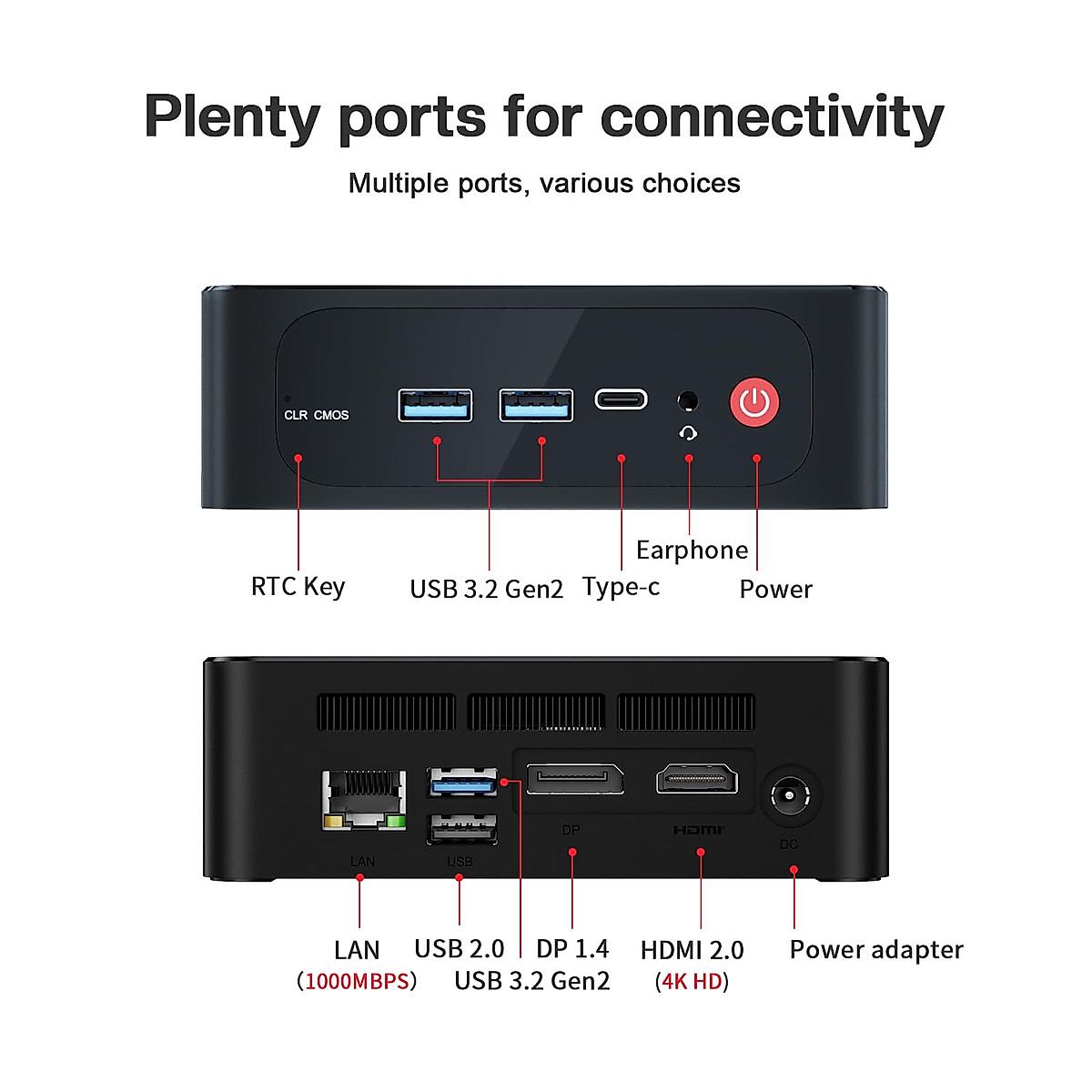 Beelink SER5 Mini PC Ryzen 5 5560U 6C/12T 8MB Cache, 16GB RAM 500GB NVME SSD, 4K Triple Display HDMI&DP&USB-C AUTO Power ON, WOL, PXE, Micro pc Gaming Computer