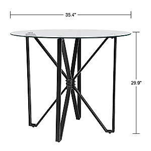 WISOICE Dining Table Round Glass Kitchen Dining Room Table with Tempered Glass Top and Metal Frames, Modern Circle Dinner Table for Small Spaces Living Room