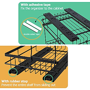 NADAMOO Under Sink Organizers and Storage 1 Pack, 2 Tier Pull-Out Cabinet Organizer, Sliding Shelf for Kitchen Bathroom Laundry Organization
