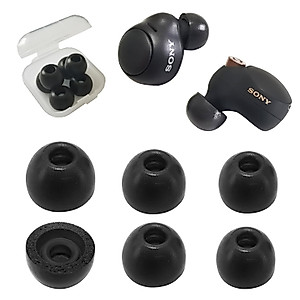 Memory Foam Ear Tips for Sony LinkBuds S/WF-C500 WF-C700N Replacement Tips for Sony Earbuds WF-1000XM4/WF-1000XM3 LinkBuds S Fit Charging Case 3 Pairs LMS Black