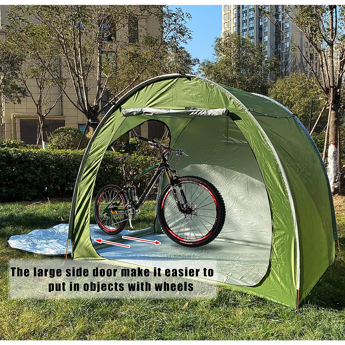 HuaKastro 80"Lx60"W Extra Large Waterproof Bike Cover Storage Tent for 4 Bikes w/ Dual Doors and Premium Aluminum Support Poles, UV-Proof 210D Oxford Fabric Shed, Easy Setup, Portable and Space Saving