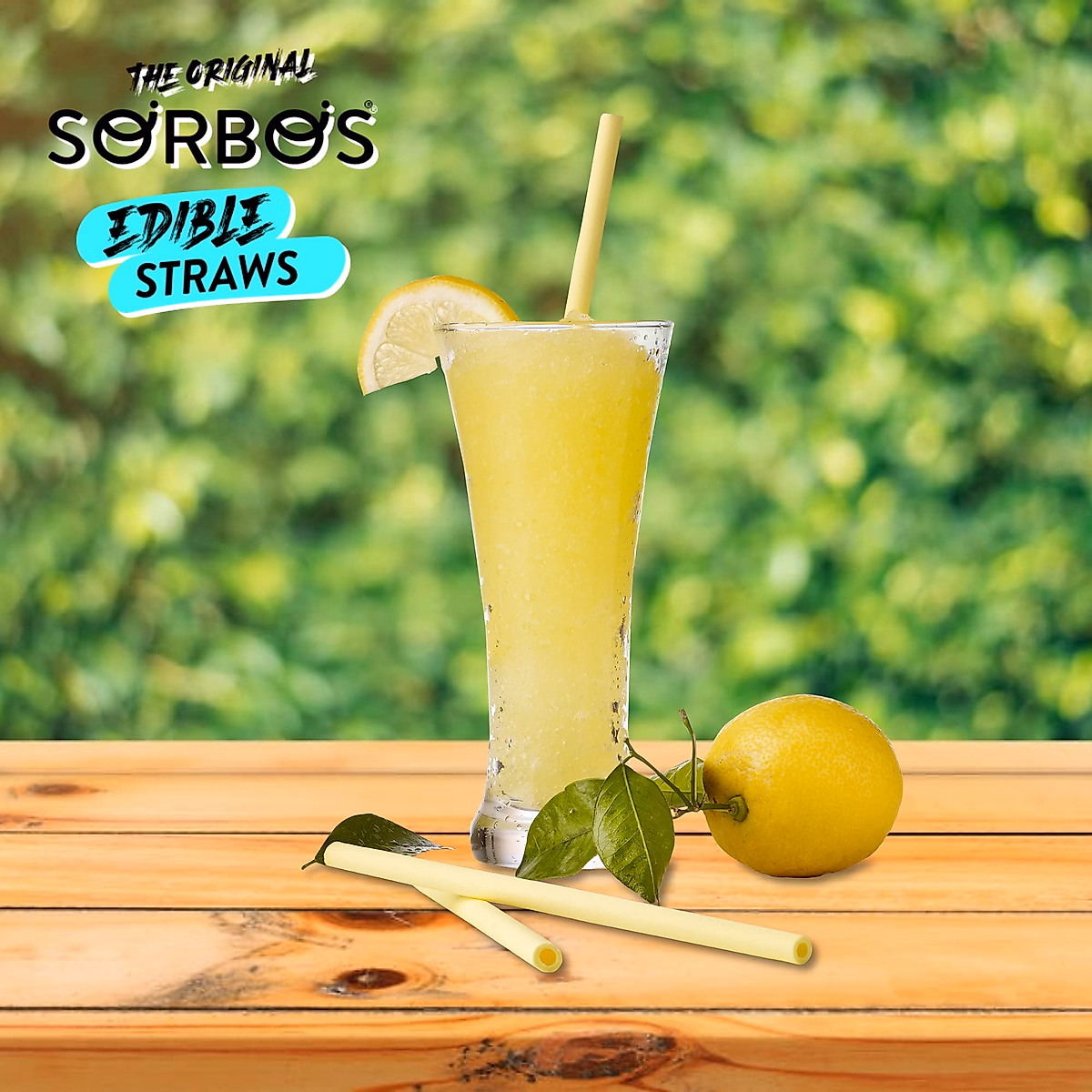 Sorbos Edible Straws, Lemon Flavored, Sustainable, Individually Packaged, No Plastic, No Allergens, No Gluten, No PFAS, 100 Percent Biodegradable, 7.4 inches long (Pack of 200)