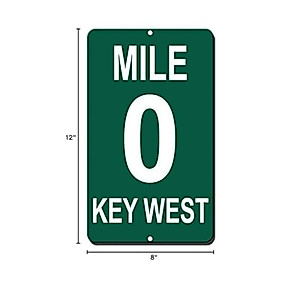 Lilyanaen New Metal Sign Aluminum Sign Mile 0 Key West Funny for Outdoor & Indoor Home Decor 12" x 8"