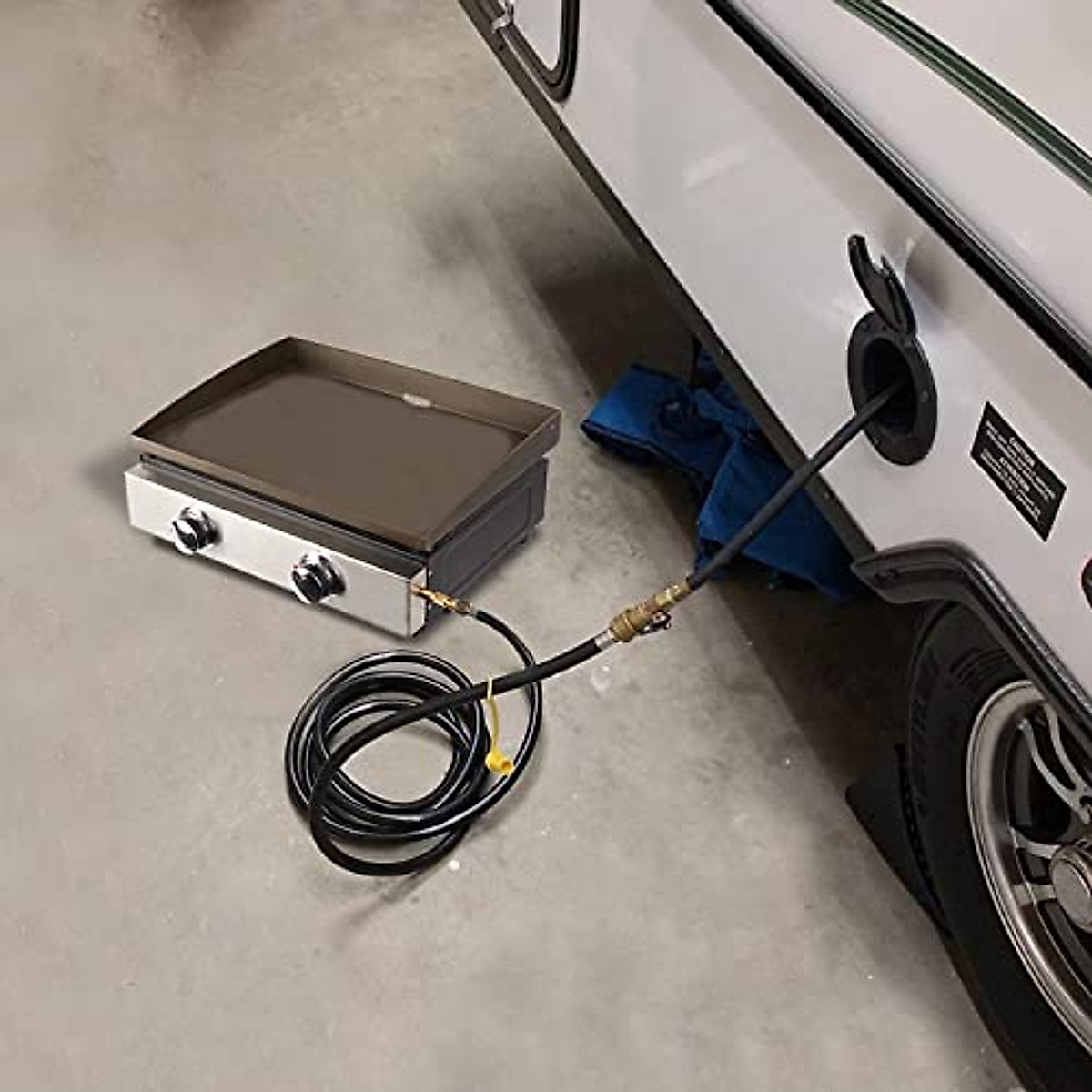 GASPRO 18-Foot RV Quick Connect Propane Hose, RV Propane Hose with Adapter for Blackstone Tabletop Griddle, 17/22 Inch Griddle