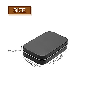 uxcell Metal Tin Box Containers, 8Pcs 3.7x2.4x0.9 Inch Black Rectangular Metal Hinged Tin Box Mini Portable Storage Container Kit with Lid for Home Storage